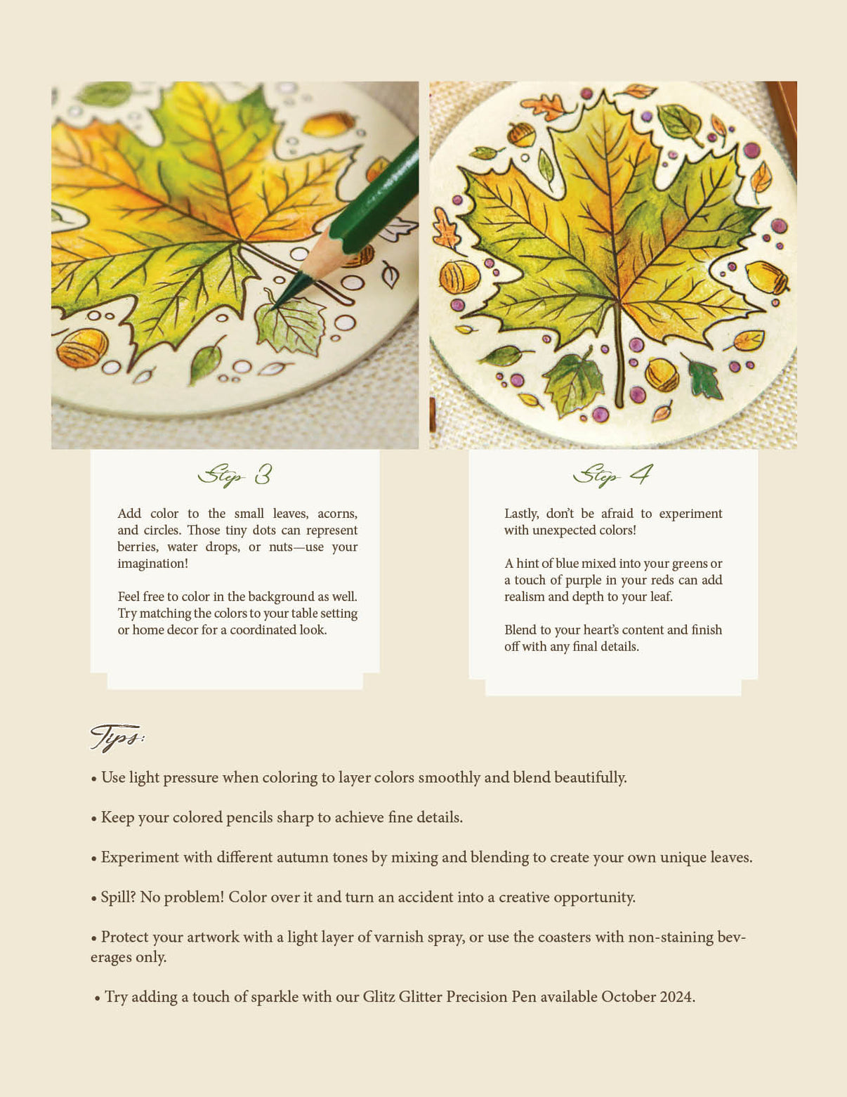 Color-Me Coasters: Falling Leaves – Grizaye Art