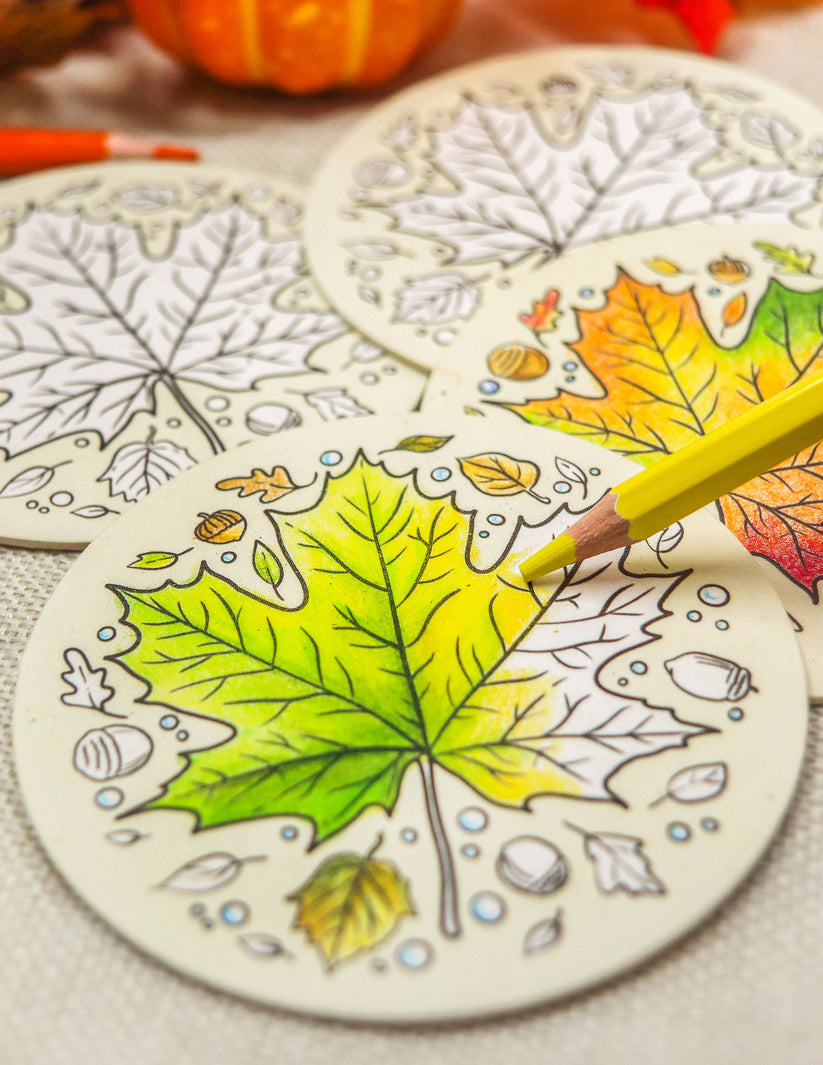 Color-Me Coasters: Falling Leaves – Grizaye Art